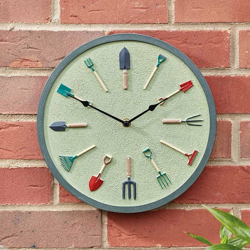 12in Garden Tools Sage Wall Clock - Horticentre - Your Family Run ...