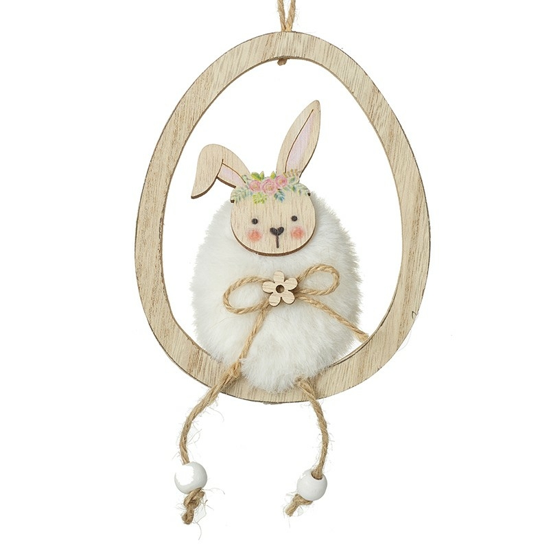 Hanging Wooden Easter Bunny with Dangling Legs Decoration - Horticentre ...